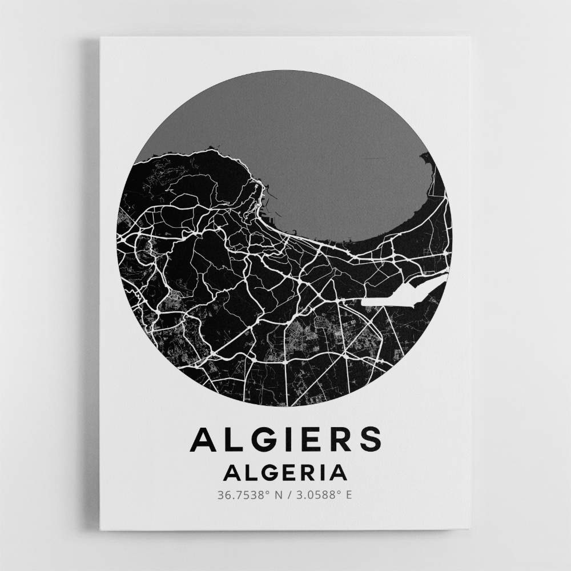 Algiers Map Round Style Wall Art